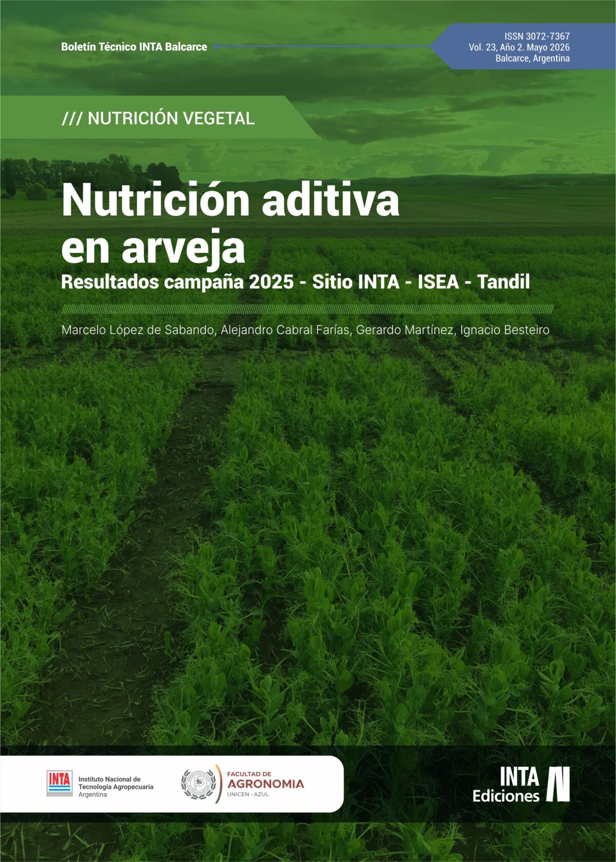 Nutrición aditiva en arveja | Resultados campaña 2025 – Sitio INTA ...